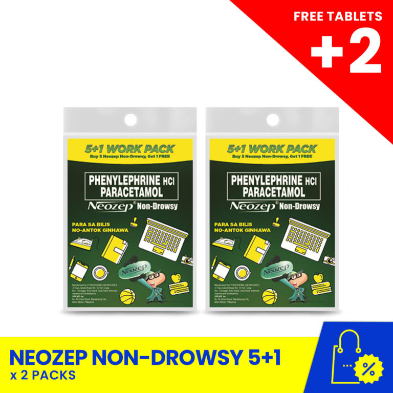 NEOZEP Non-Drowsy 5+1 tablets x 2 packs (For Cough, Colds & Flu ...