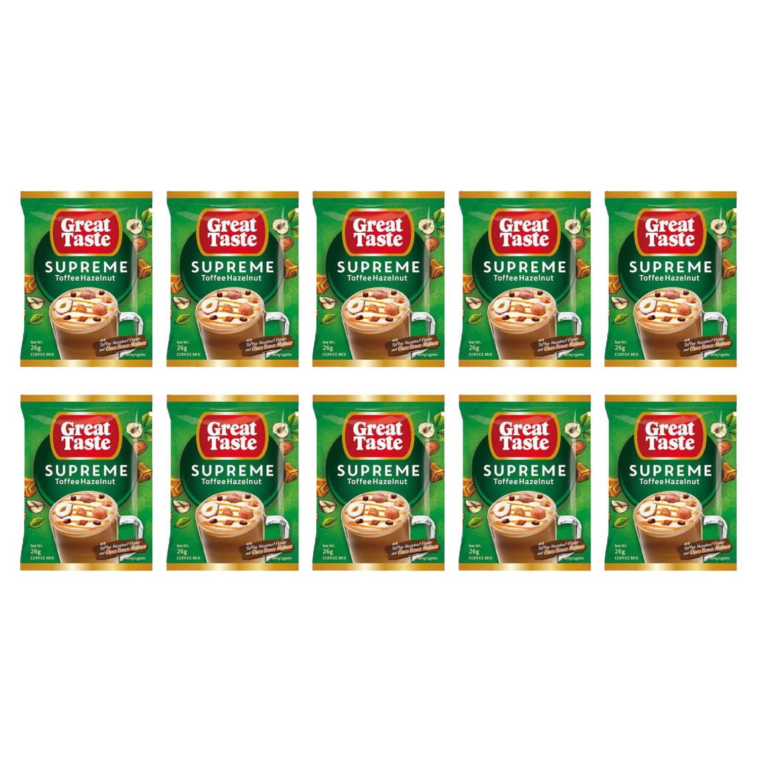 GREAT TASTE Supreme Toffee Hazelnut 26g x 10 sachets – Biggrocer