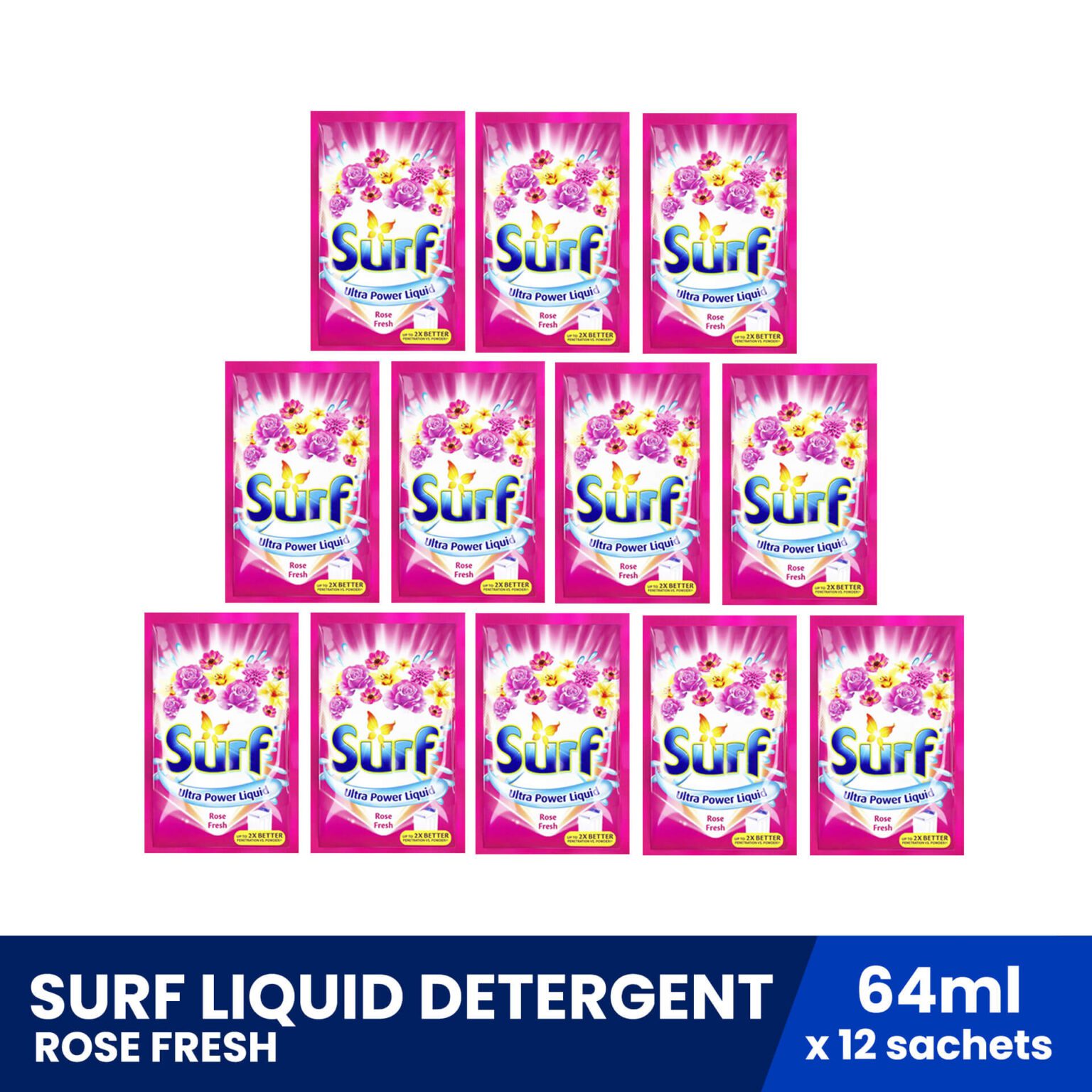 SURF Liquid Detergent Rose Fresh 64ml x 12 sachets – Biggrocer