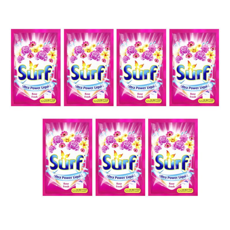 SURF Liquid Detergent Rose Fresh 64ml 6+1 sachets x 2 hangers – Biggrocer